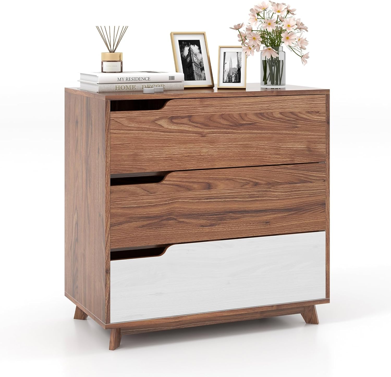 CHNKH 3-Drawer Dresser for Bedroom - Small Chest of Drawers Rustic ...