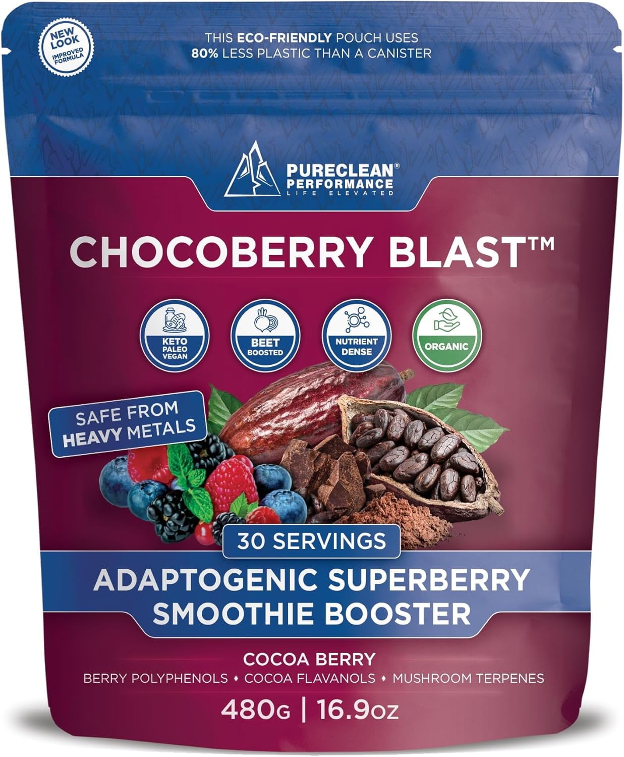 CHOCOBERRY Blast Organic Energy Vitamin Drink Mix, Whole Food Nutrition ...