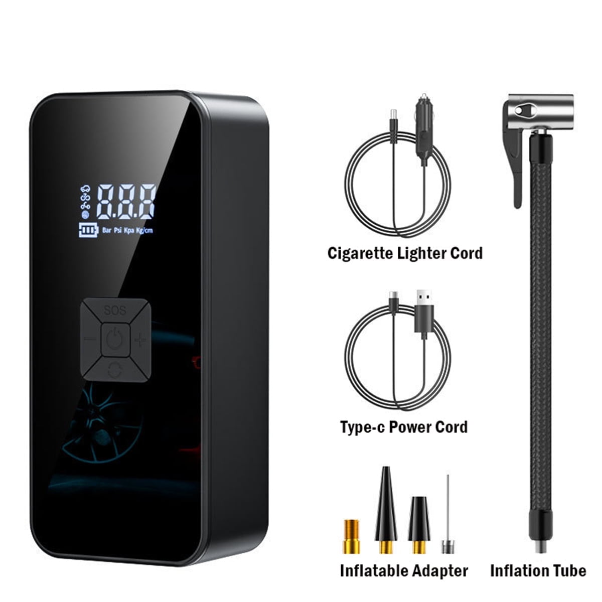 MixMart 12V Portable Digital Pressure Gauge Tire Pump & inflator ...
