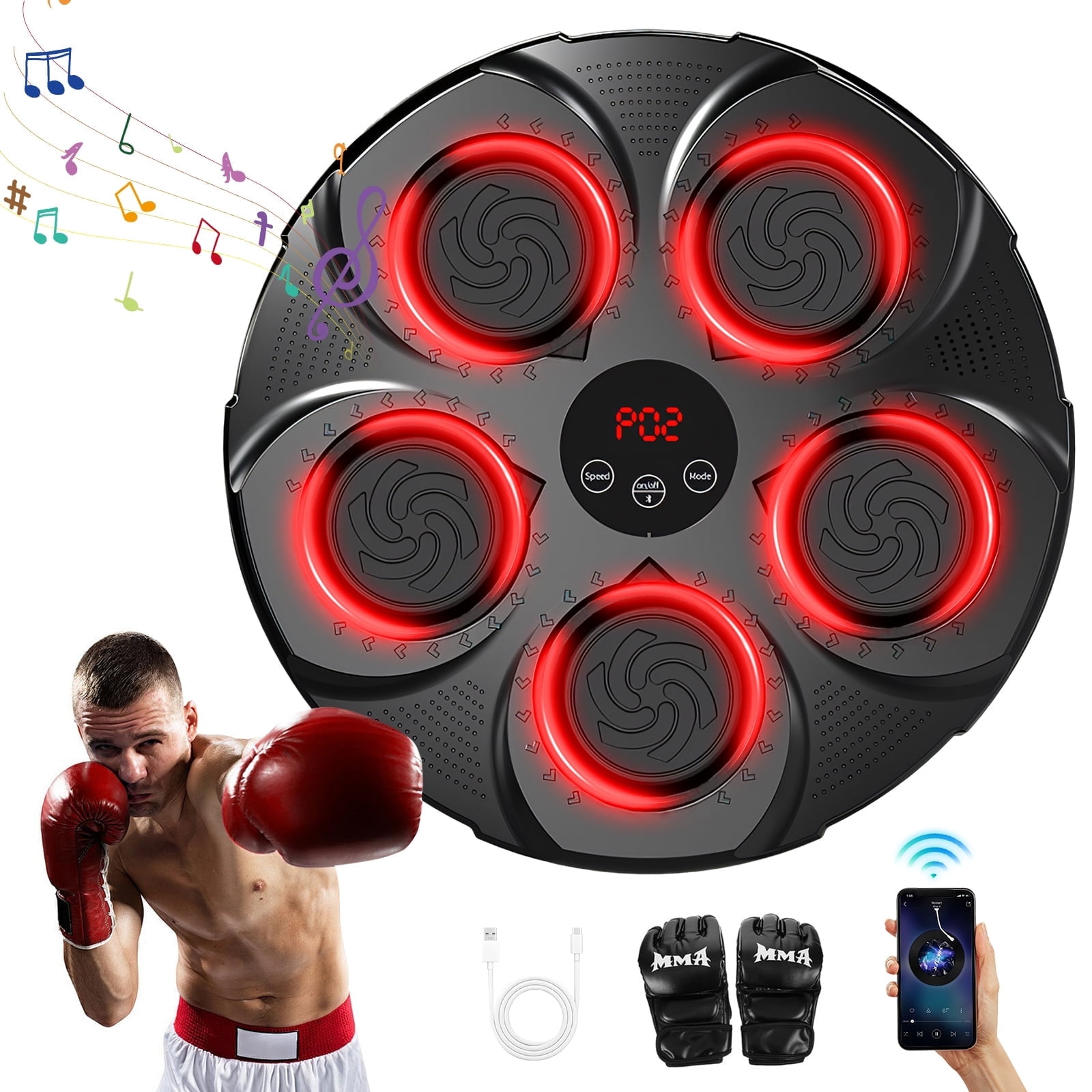 MixMart Music Boxing Machine,Wall-mounted Boxing Equipment bluetooth ...