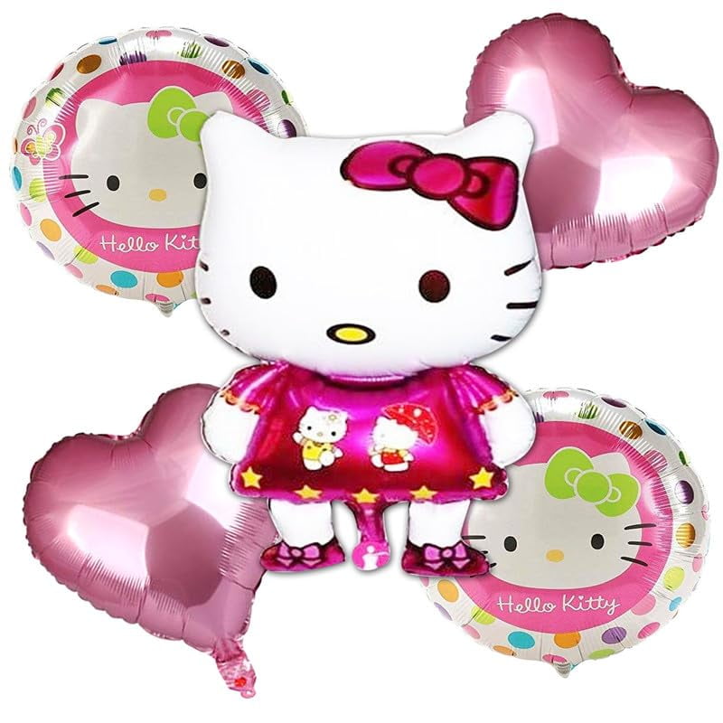 CHOICE CORNER Happy Birthday Hello Kitty Kids Birthday Theme Party Decoration Foil Balloons Pink ...