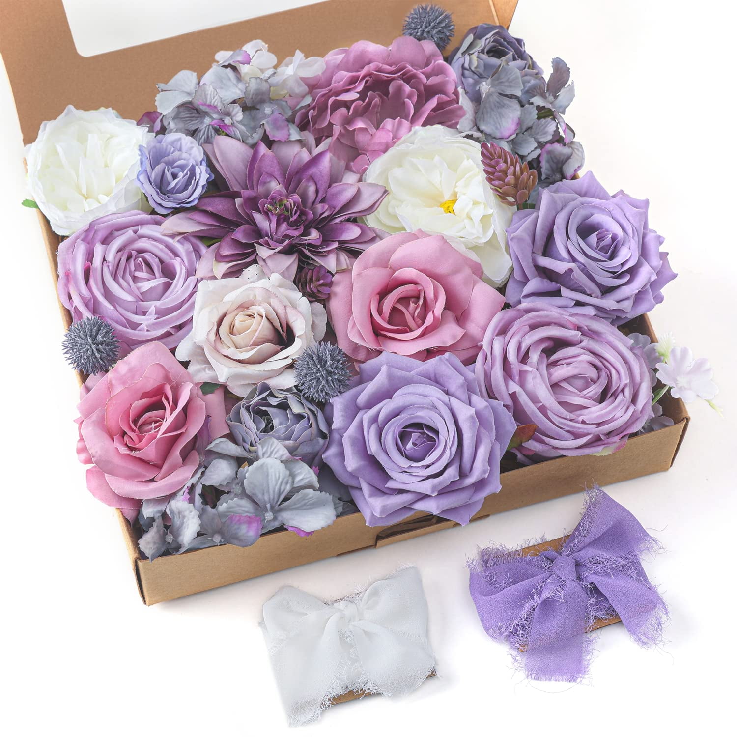 CHOIEO Artificial Flowers Box Set for DIY Wedding Bouquets Party Decor ...