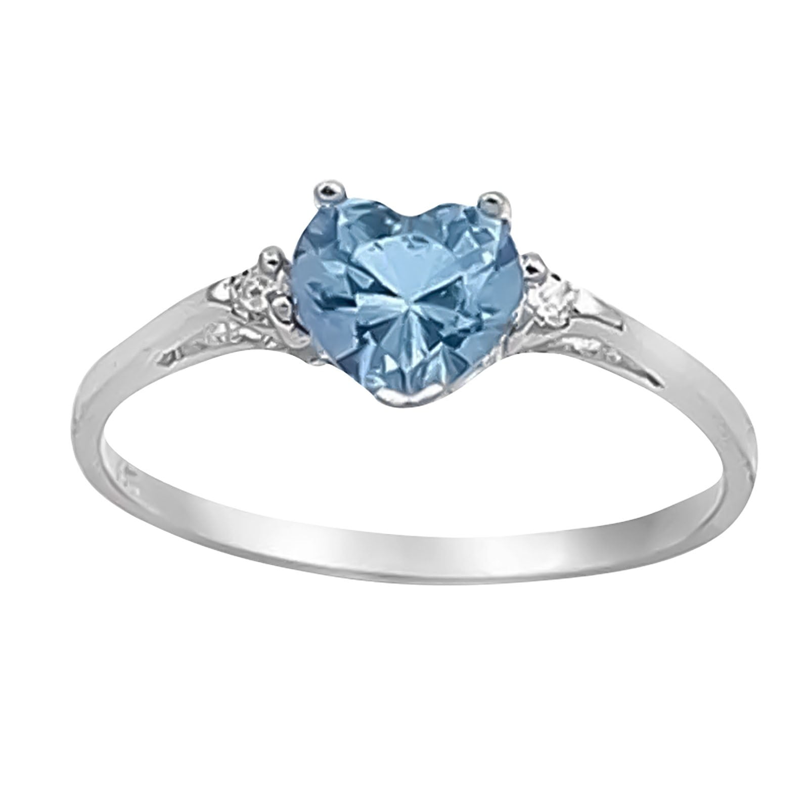 CHOII 2025 Hot Sale!Womens Rings,Antique Art Deco 925 Sterling Silver Sapphire Diamond Ring,Sky ...