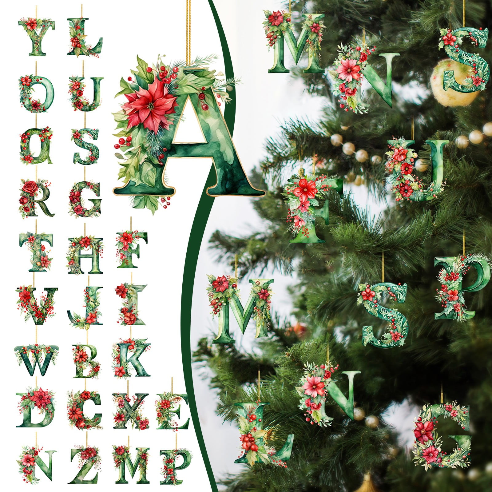 CHOII 26 Letter Christmas Tree Hanging Pendant, 2025 Christmas Letters ...