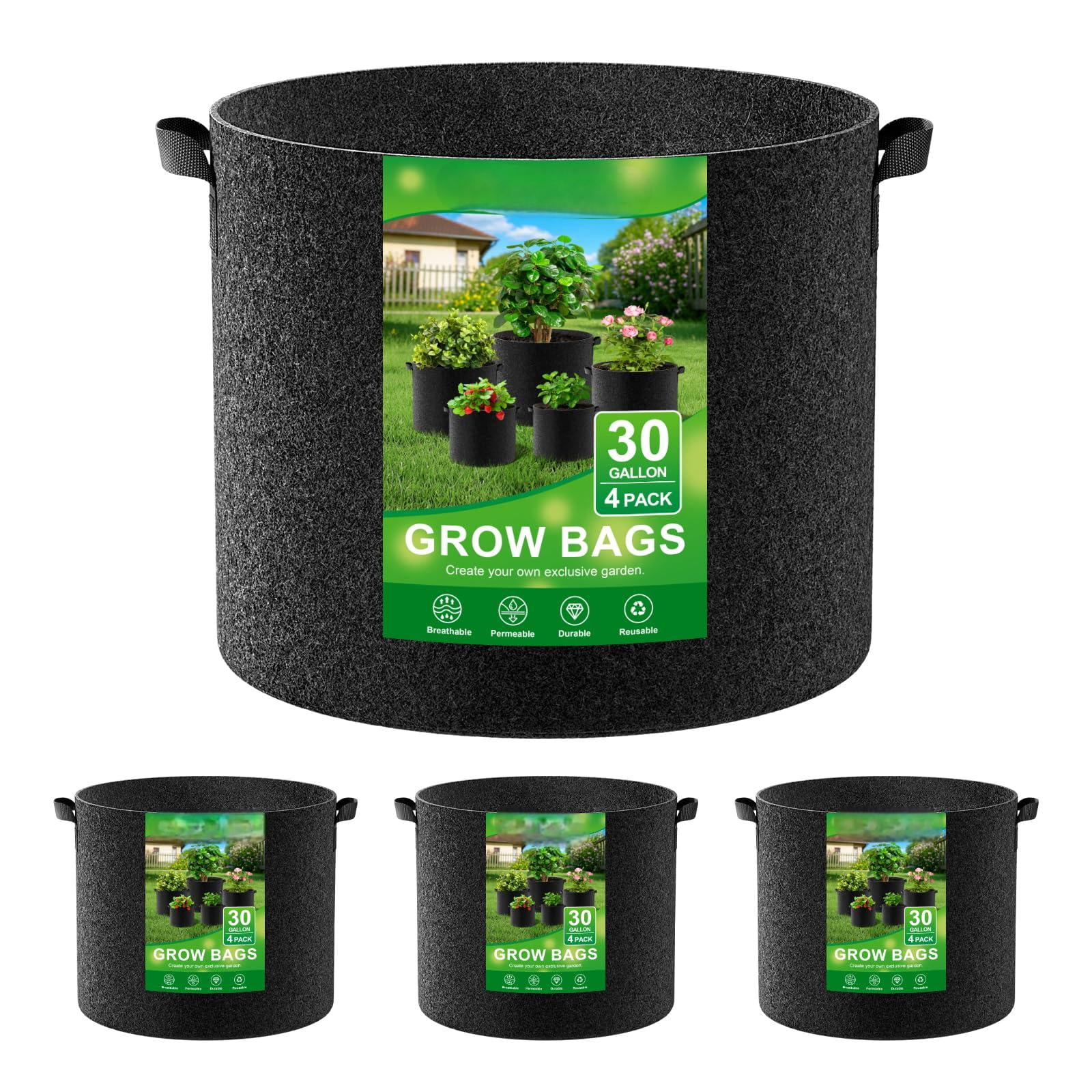 CHOII 4-Pack Fabric Grow Bags 30 Gallon,300G Thickened Nonwoven Plant Grow Bags,Grow Pots for ...