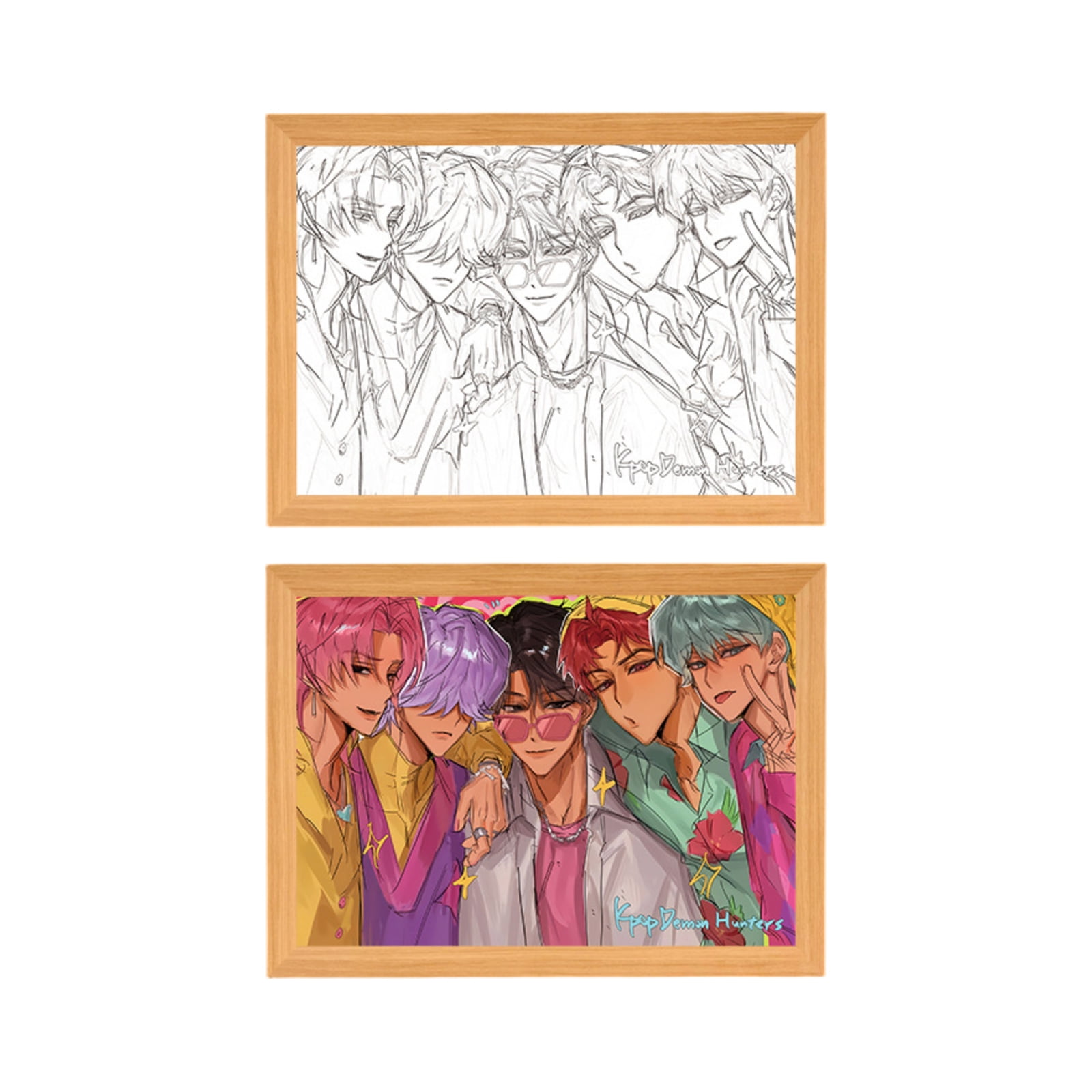 CHOII 8Inch K-pop Demon Hunters Decorations Light Painting,Birthday Decorations Kpop Korean Idol ...