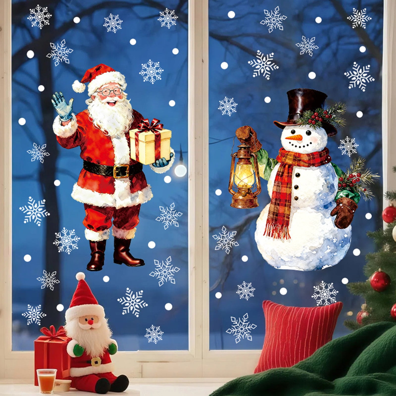 CHOII Christmas Window Clings Decorations: 2 Sheets Extra Large Santa ...