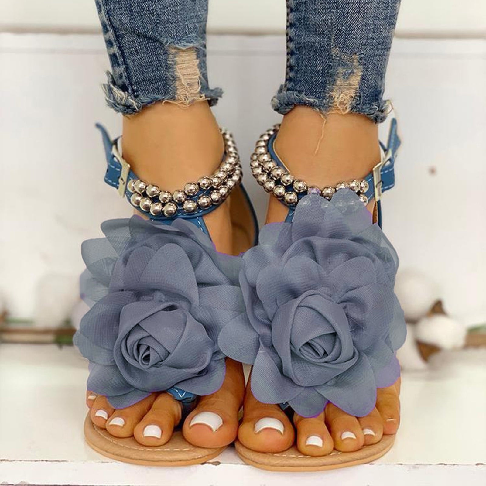 CHOII Clearance Women Slippers Girls Flat Bohemian Style Casual Sandals ...