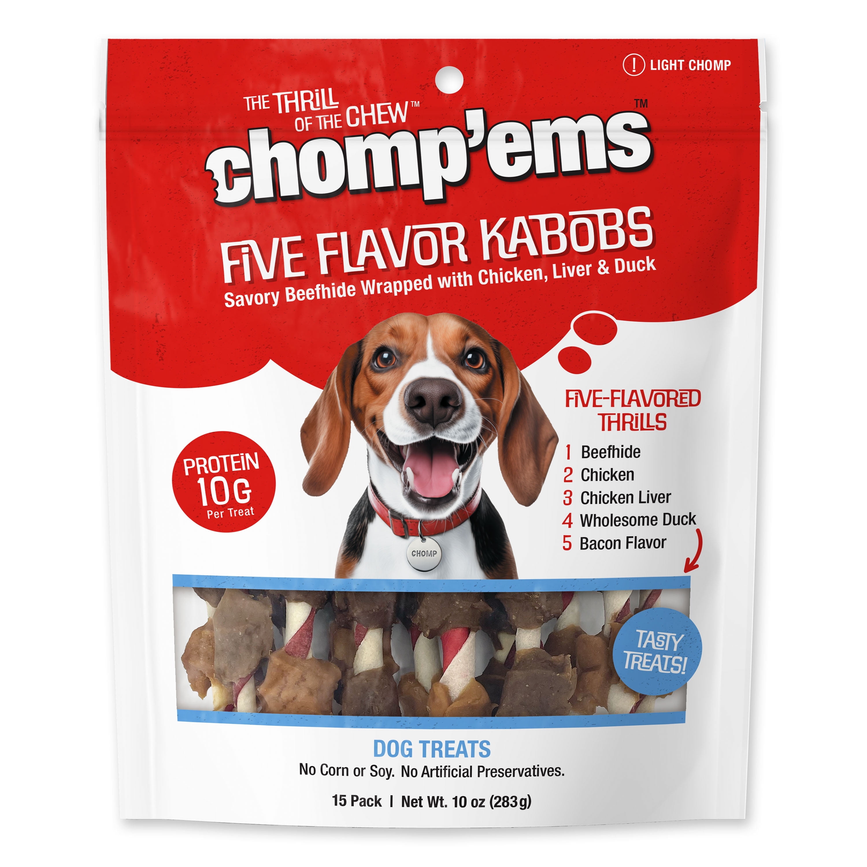 CHOMP 'EMS Chicken Sticks - Five Flavor Kabobs Dog Treats - Beefhide ...