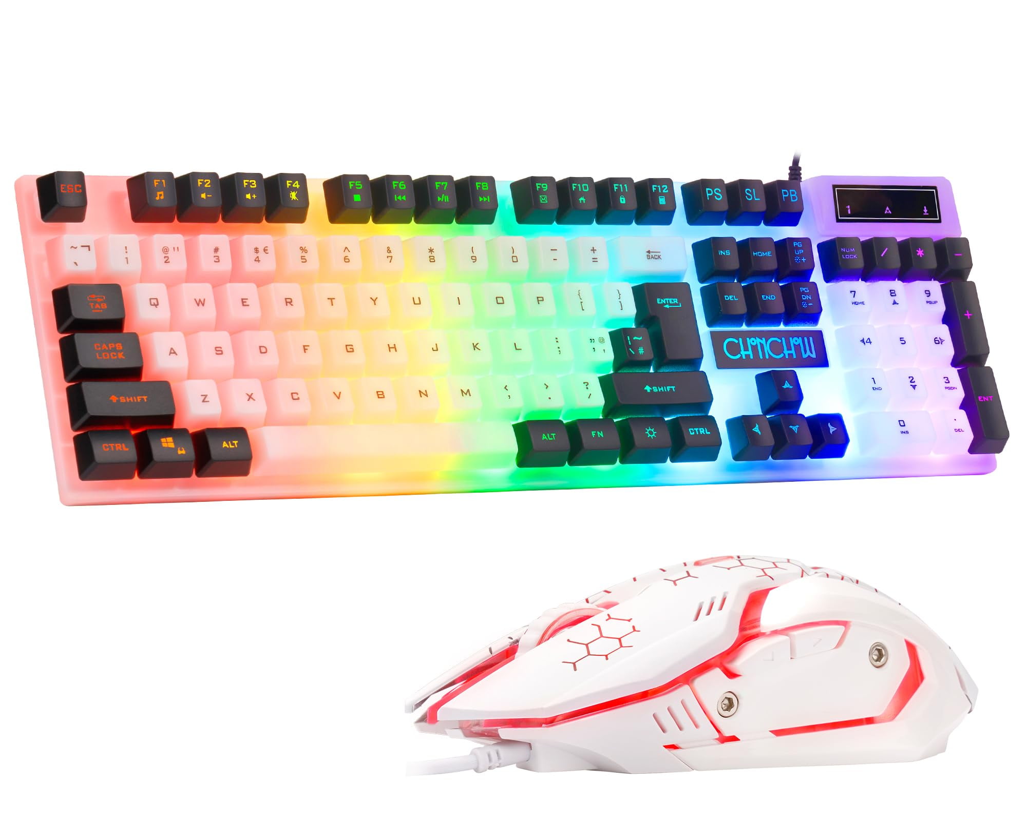 CHONCHOW Gaming Wired Keyboard and Mouse Combo Backlit Rainbow RGB Full ...