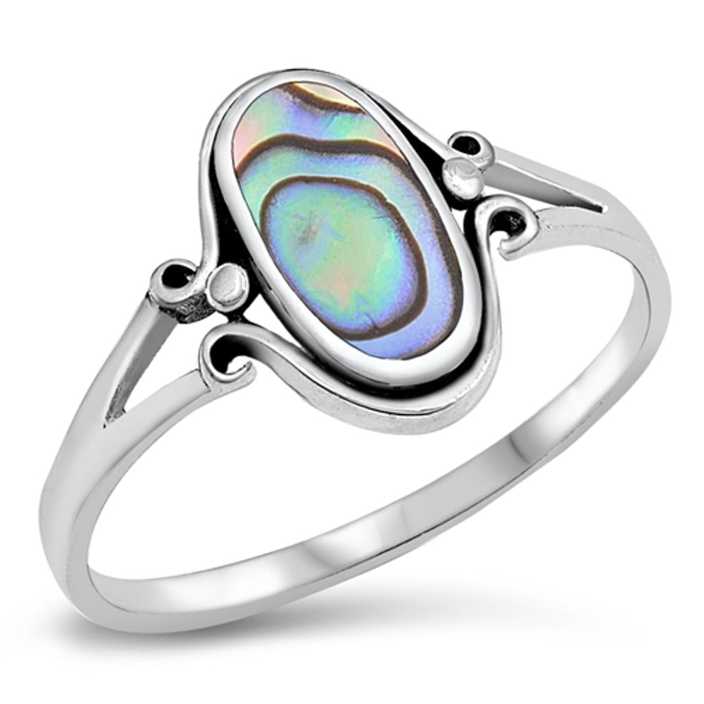 CHOOSE YOUR COLOR Abalone Oval Boho Celtic Antiqued Filigree Ring Sterling Silver Band 925 ...