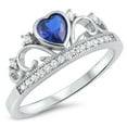 CHOOSE YOUR COLOR Blue Simulated Sapphire Heart Promise Ring Sterling ...