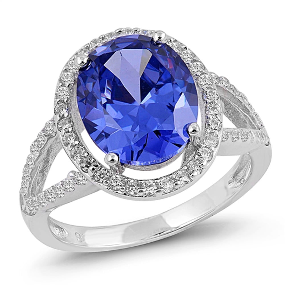 CHOOSE YOUR COLOR Blue Simulated Sapphire Solitaire Modern Style Ring ...