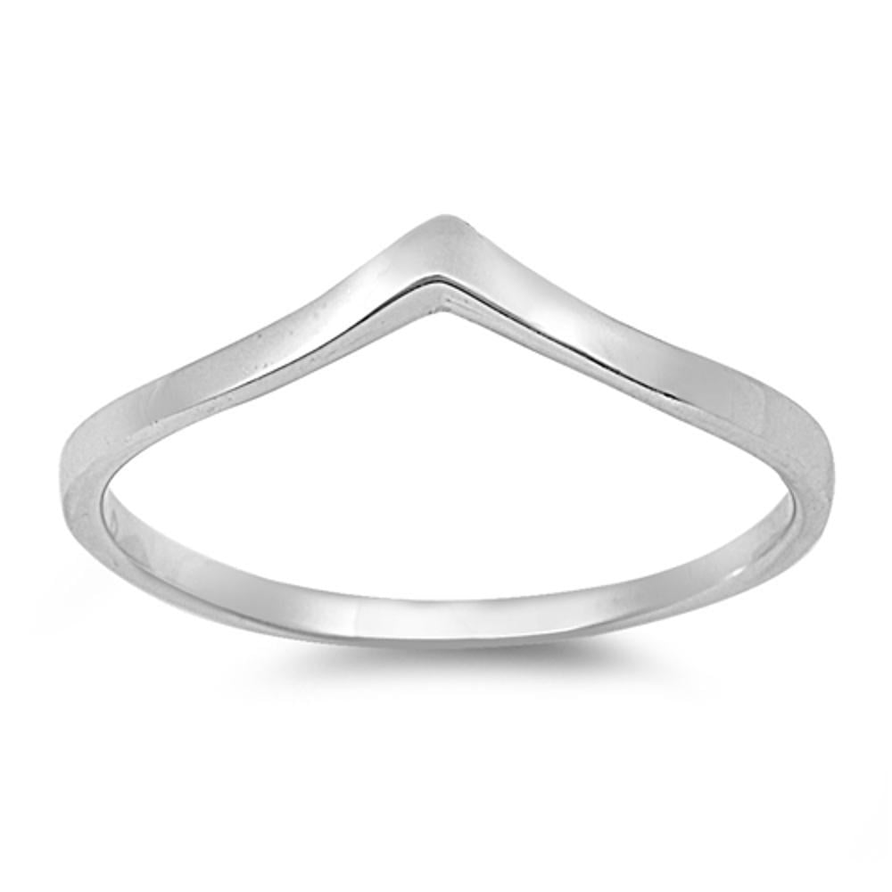 CHOOSE YOUR COLOR Chevron Pointed Arrow Ring .925 Sterling Silver Band ...