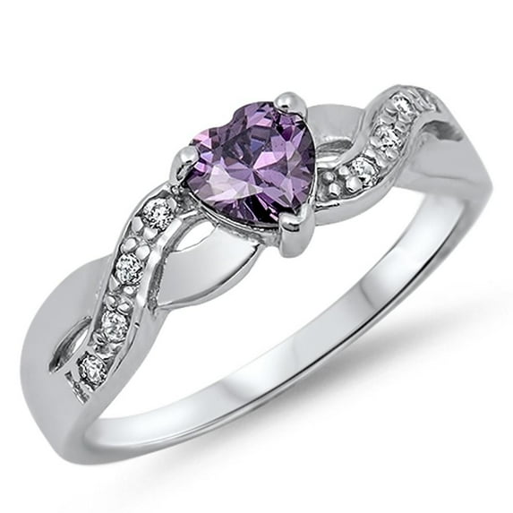 CHOOSE YOUR COLOR Heart Simulated Amethyst Infinity Knot Promise Ring ...