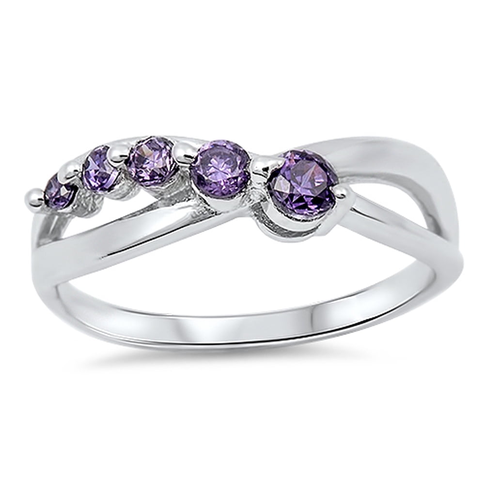 CHOOSE YOUR COLOR Infinity Forever Simulated Amethyst Promise Ring .925 ...