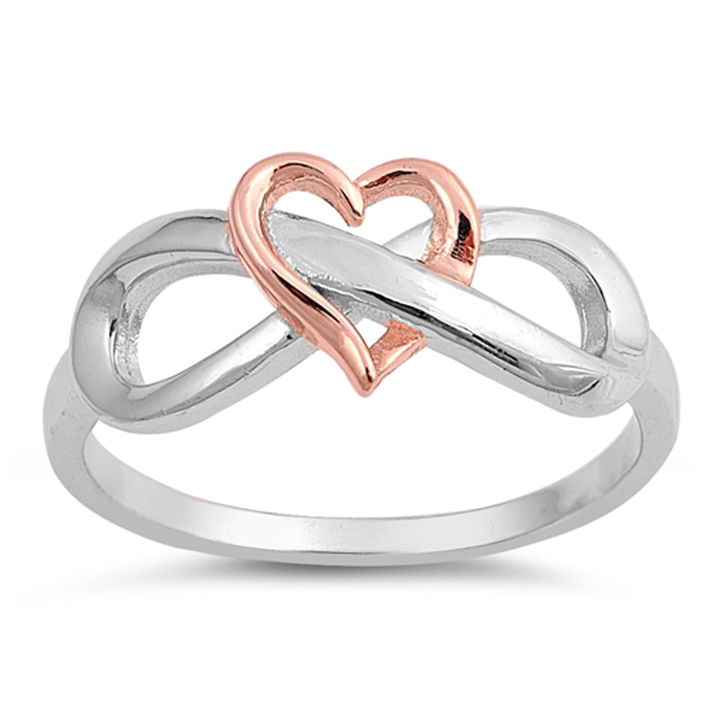 CHOOSE YOUR COLOR Infinity Heart Love Ring .925 Sterling Silver Band ...
