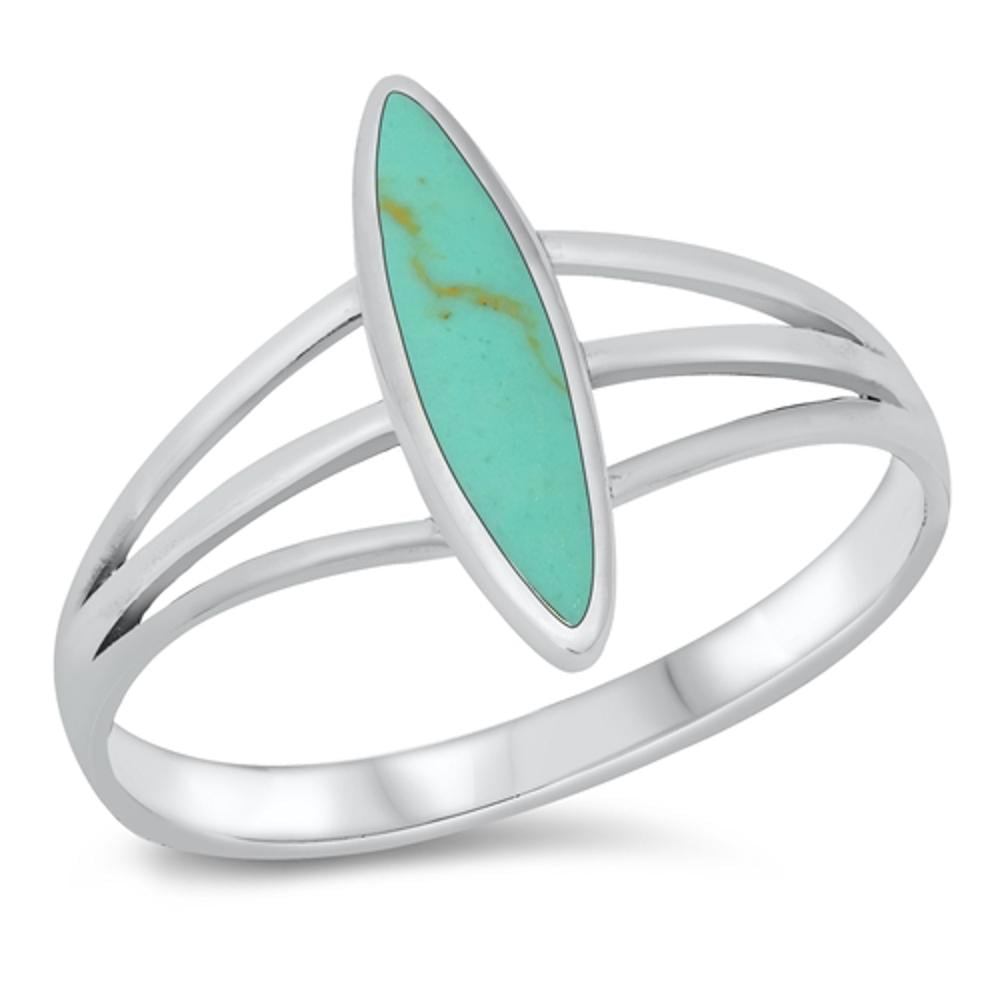 CHOOSE YOUR COLOR Marquise Simulated Turquoise Ring .925 Sterling ...