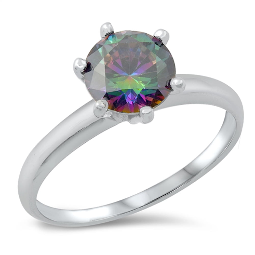 CHOOSE YOUR COLOR Multi-color CZ Elegant Ring .925 Sterling Silver Band ...