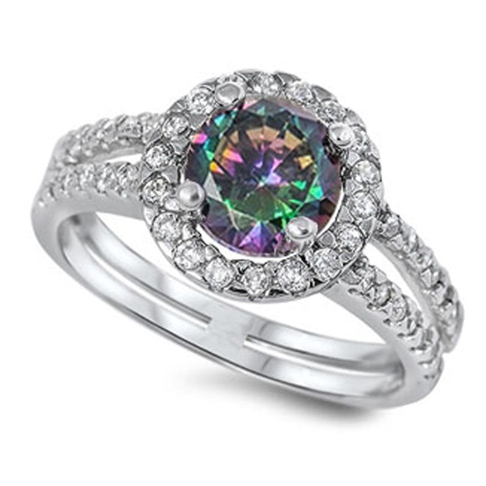 CHOOSE YOUR COLOR Multi-color CZ Solitaire Ring .925 Sterling Silver ...