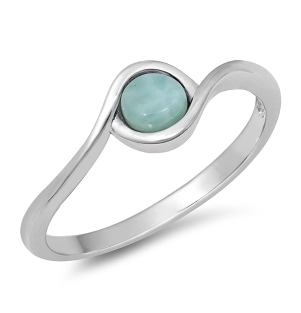 CHOOSE YOUR COLOR Ocean Wave Promise Larimar Ring .925 Sterling Silver ...