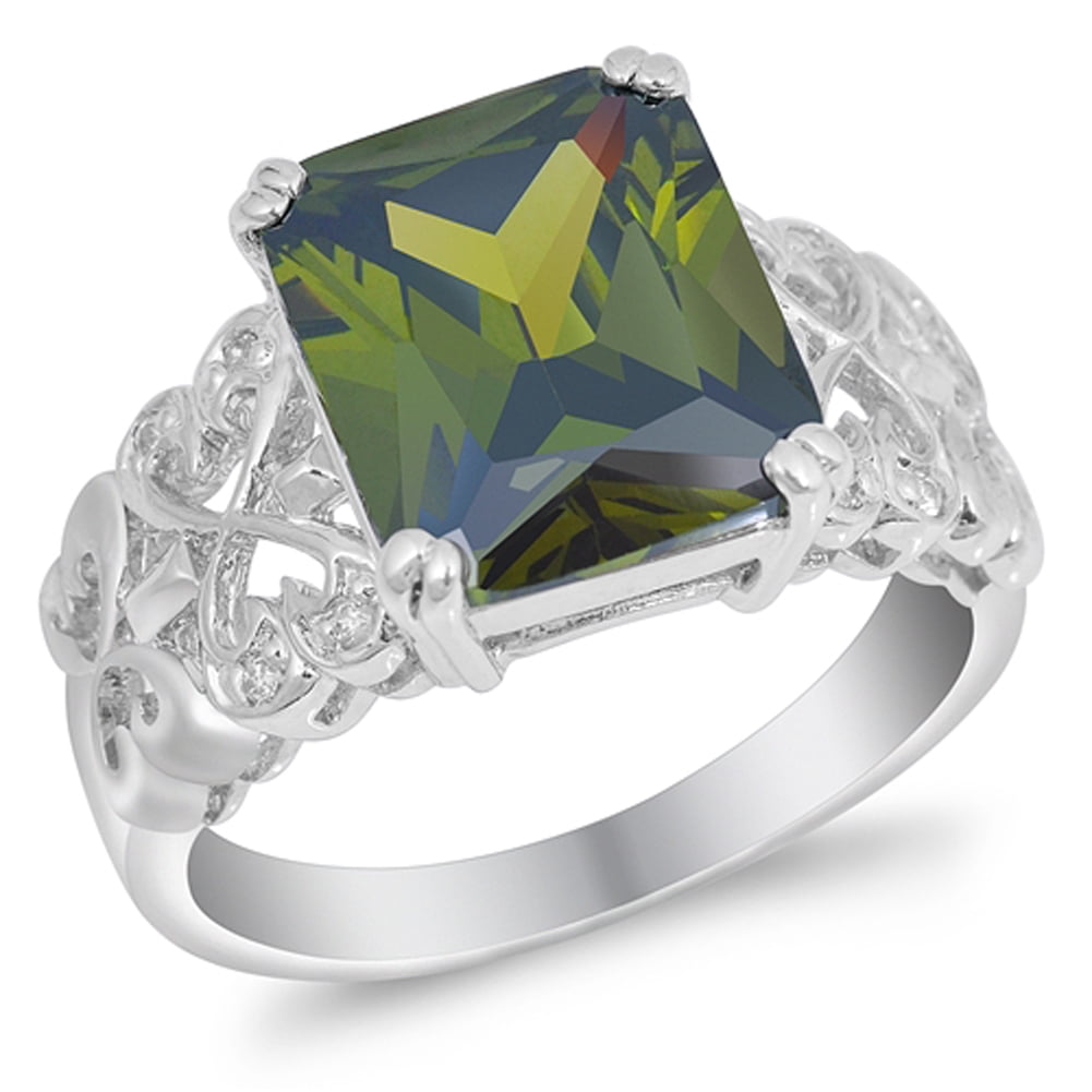 CHOOSE YOUR COLOR Olive CZ Victorian Style Infinity Heart Ring 925 ...