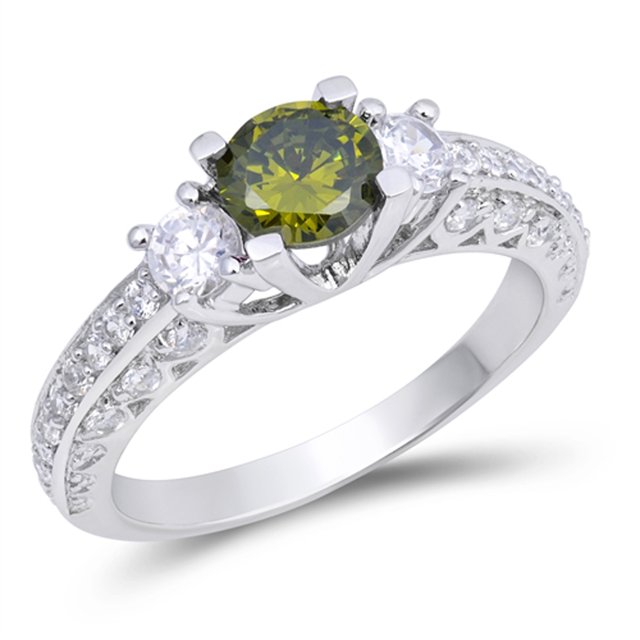 CHOOSE YOUR COLOR Round Simulated Peridot Vintage Bridal Wedding Ring ...