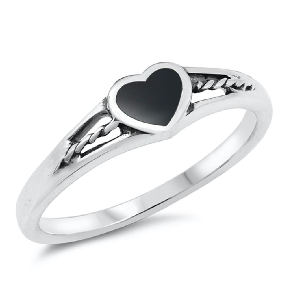 CHOOSE YOUR COLOR Simulated Black Onyx Heart Rope Knot Forever Ring ...
