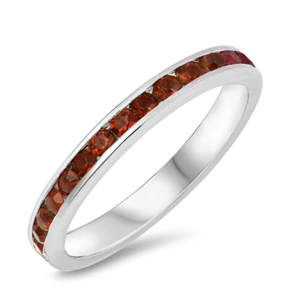 CHOOSE YOUR COLOR Simulated Garnet Elegant Ring .925 Sterling Silver ...