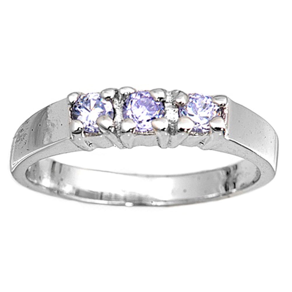 CHOOSE YOUR COLOR Simulated Lavender Elegant Promise Ring .925 Sterling ...