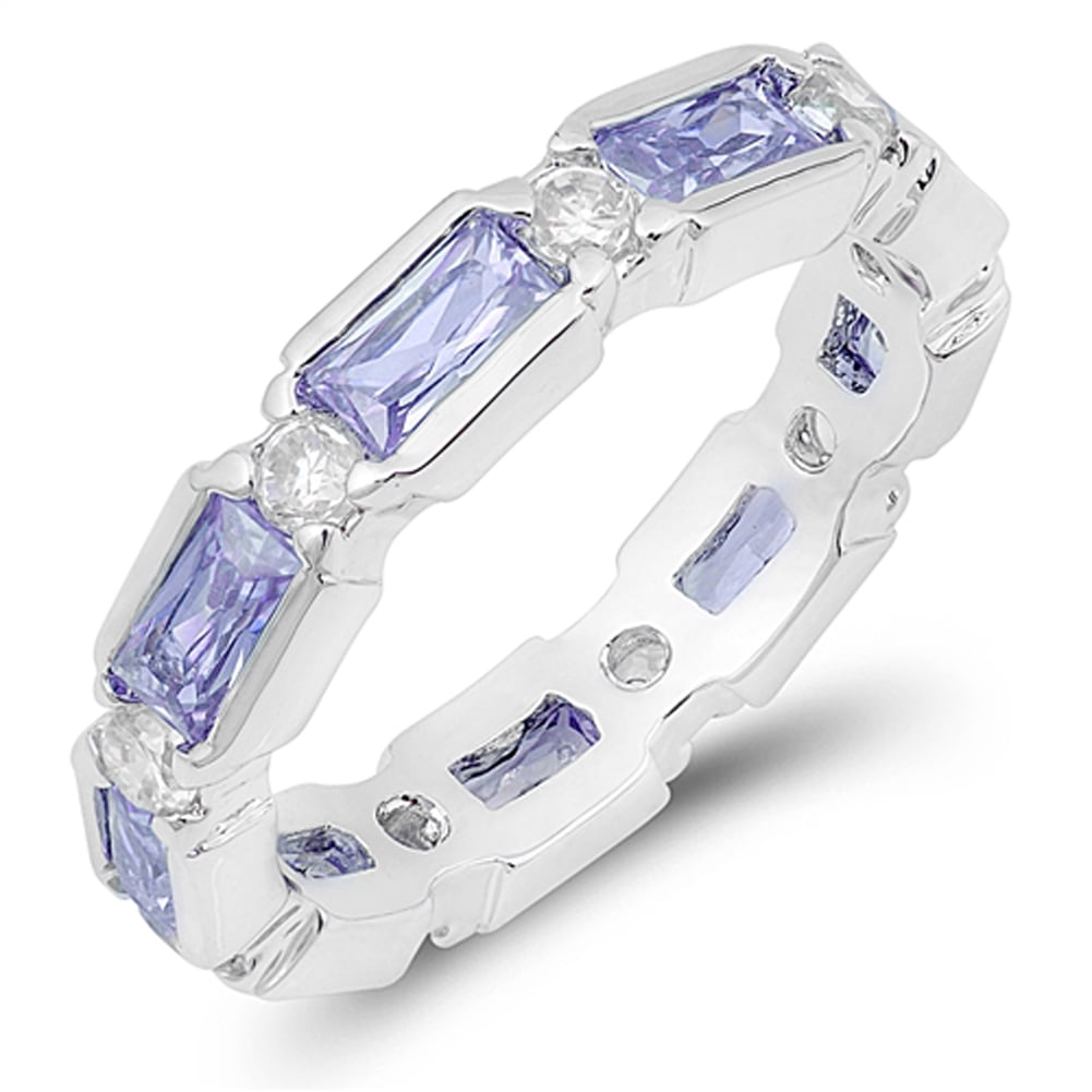 CHOOSE YOUR COLOR Simulated Lavender Eternity Stackable Wedding Ring ...
