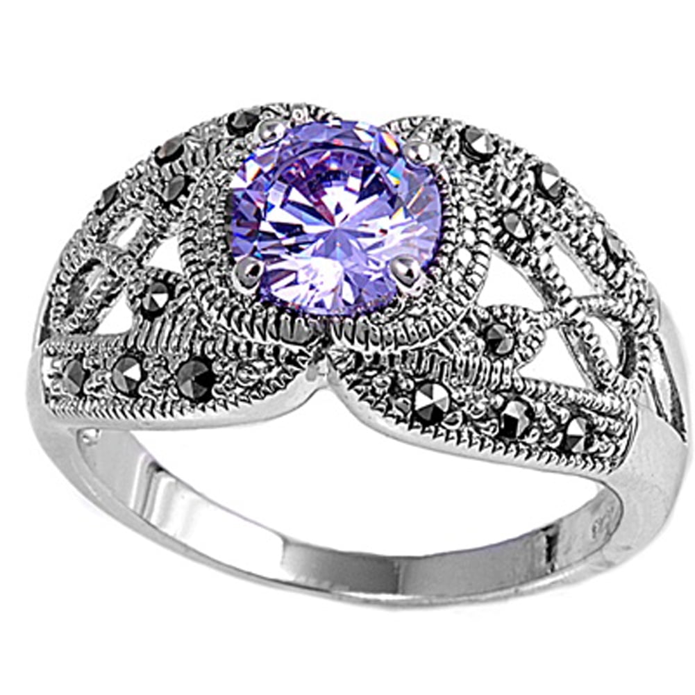 CHOOSE YOUR COLOR Simulated Lavender Rope Criss Cross Cutout Ring 925 ...
