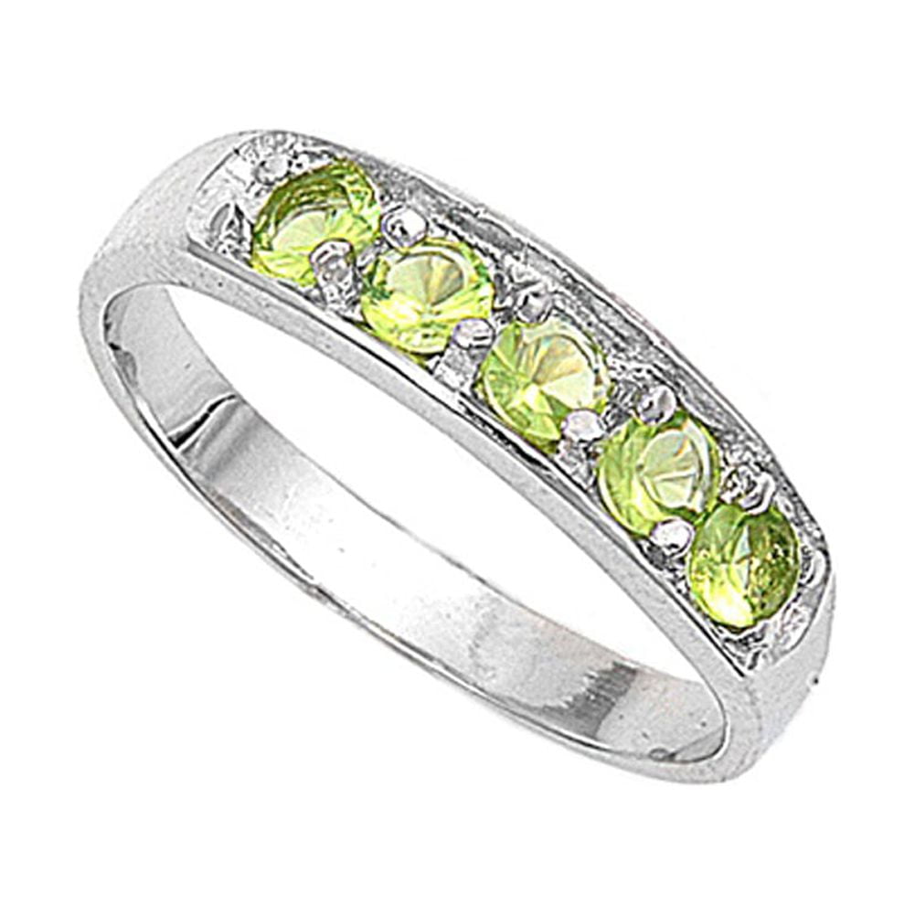 CHOOSE YOUR COLOR Simulated Peridot Studded Baby Ring .925 Sterling ...