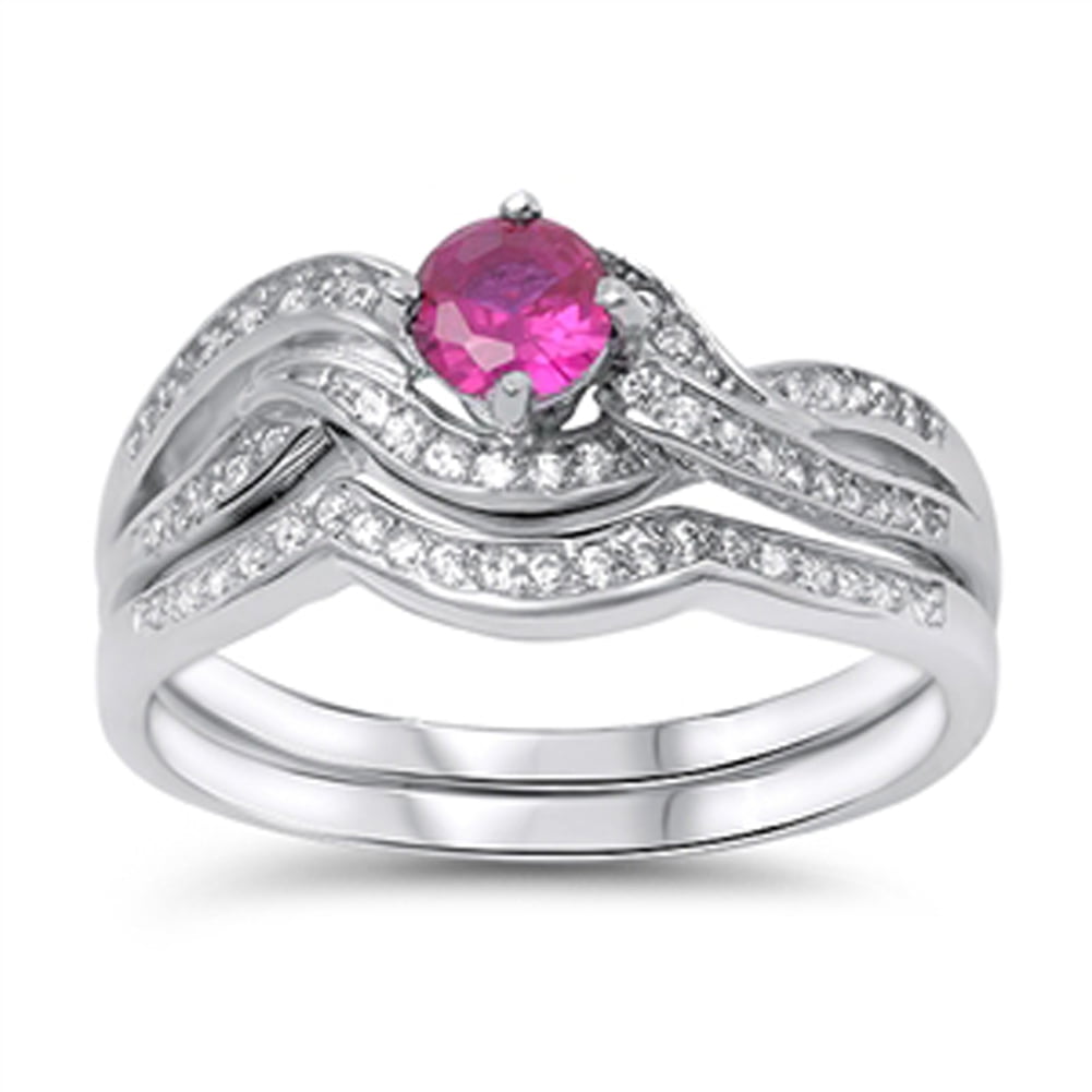 CHOOSE YOUR COLOR Simulated Ruby Elegant Criss Cross Ring .925 Sterling ...