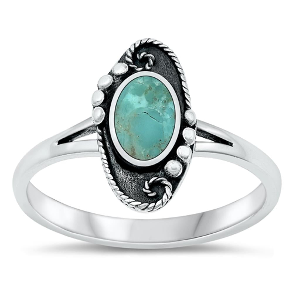 CHOOSE YOUR COLOR Simulated Turquoise Bali Ring .925 Chic Sterling ...