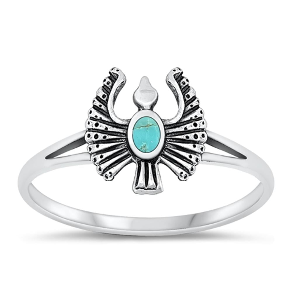 CHOOSE YOUR COLOR Simulated Turquoise Rising Phoenix Ring .925 Chic ...