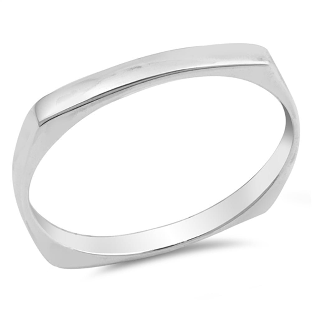 CHOOSE YOUR COLOR Square Dome Modern Minimalist Thumb Sterling Silver ...