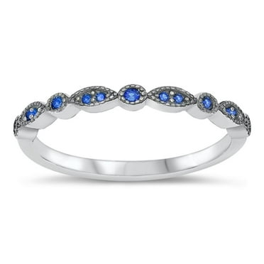 CHOOSE YOUR COLOR Blue Simulated Sapphire Heart Promise Ring 925 ...