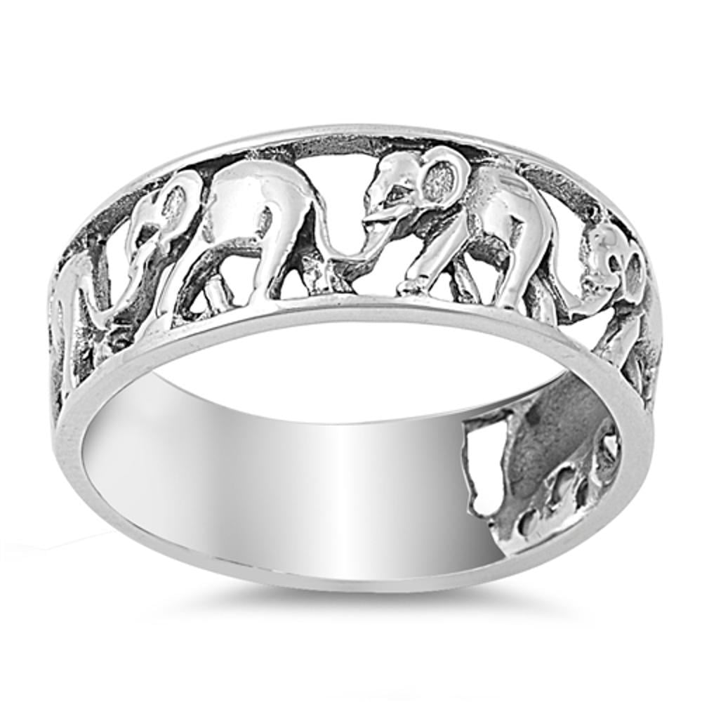 CHOOSE YOUR COLOR Sterling Silver Elephant Ring Wholesale 925 Band 7mm ...