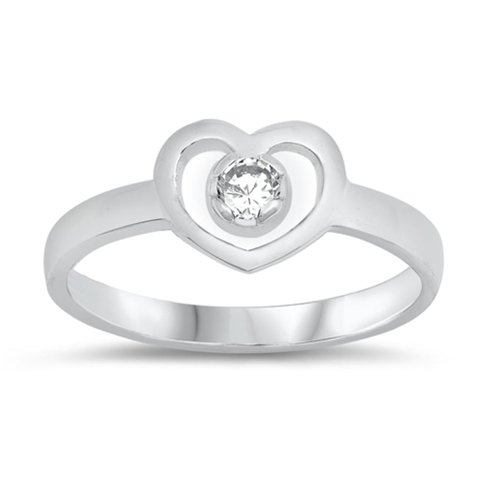 CHOOSE YOUR COLOR Sterling Silver Heart Baby Ring w/ Clear CZ Child ...