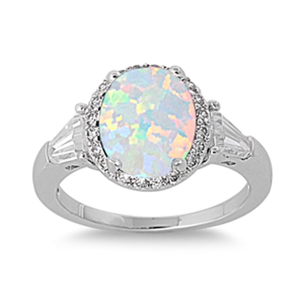 CHOOSE YOUR COLOR Sterling Silver Women's White CZ White Fire Ring Band ...