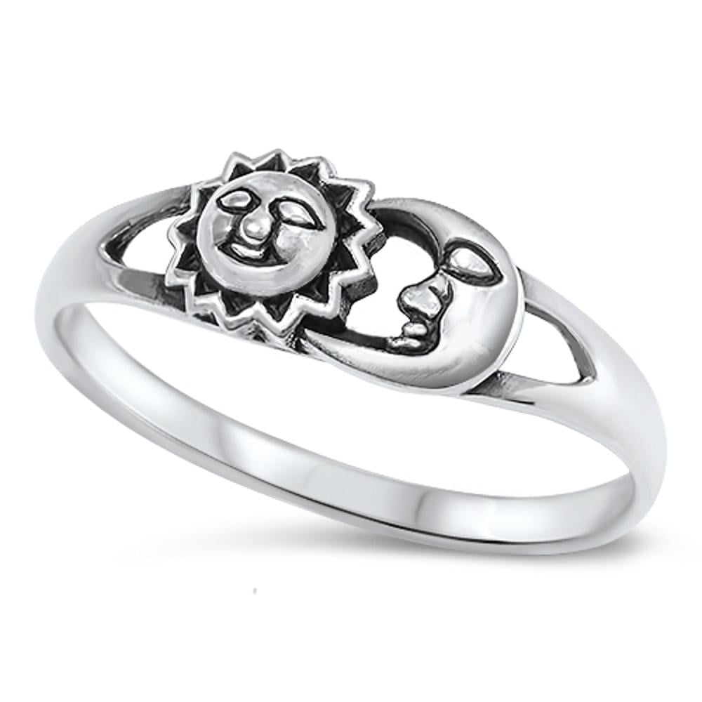 CHOOSE YOUR COLOR Sun Moon Universe Space Ring .925 Sterling Silver ...