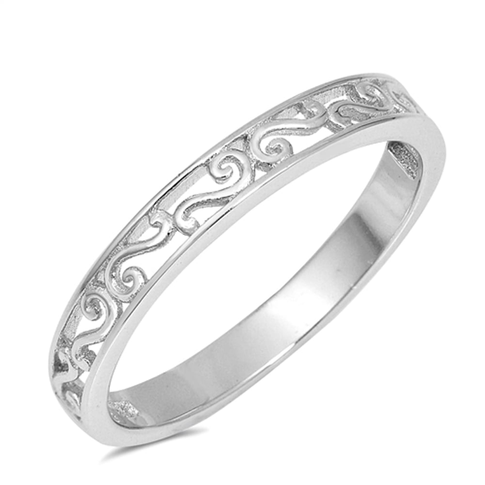 CHOOSE YOUR COLOR Swirl Filigree Cutout Ring .925 Sterling Silver Band ...