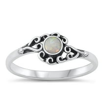 CHOOSE YOUR COLOR White Simulated Opal Solitaire Star Ring .925 ...