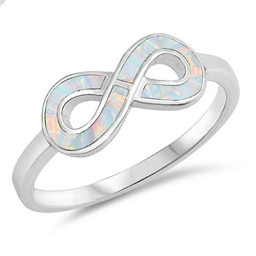 Infinity Heart Blue Simulated Sapphire Ring .925 Sterling Silver Band ...