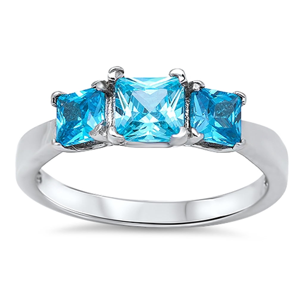 CHOOSE YOUR COLOR Women's Square Simulated Aquamarine Wholesale Ring ...