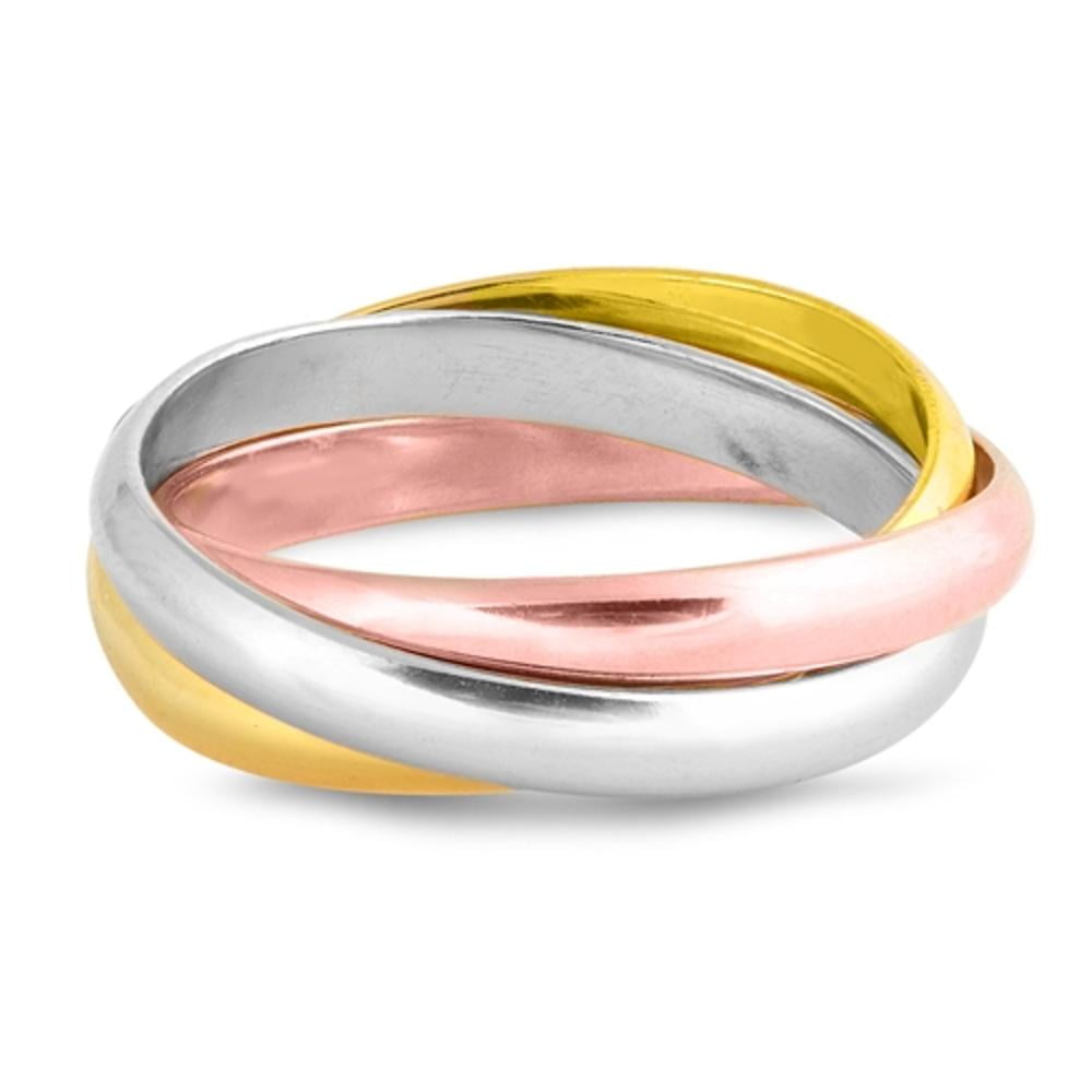 CHOOSE YOUR STYLE Rose Gold-Tone Triple Rolling Wedding Ring .925 ...