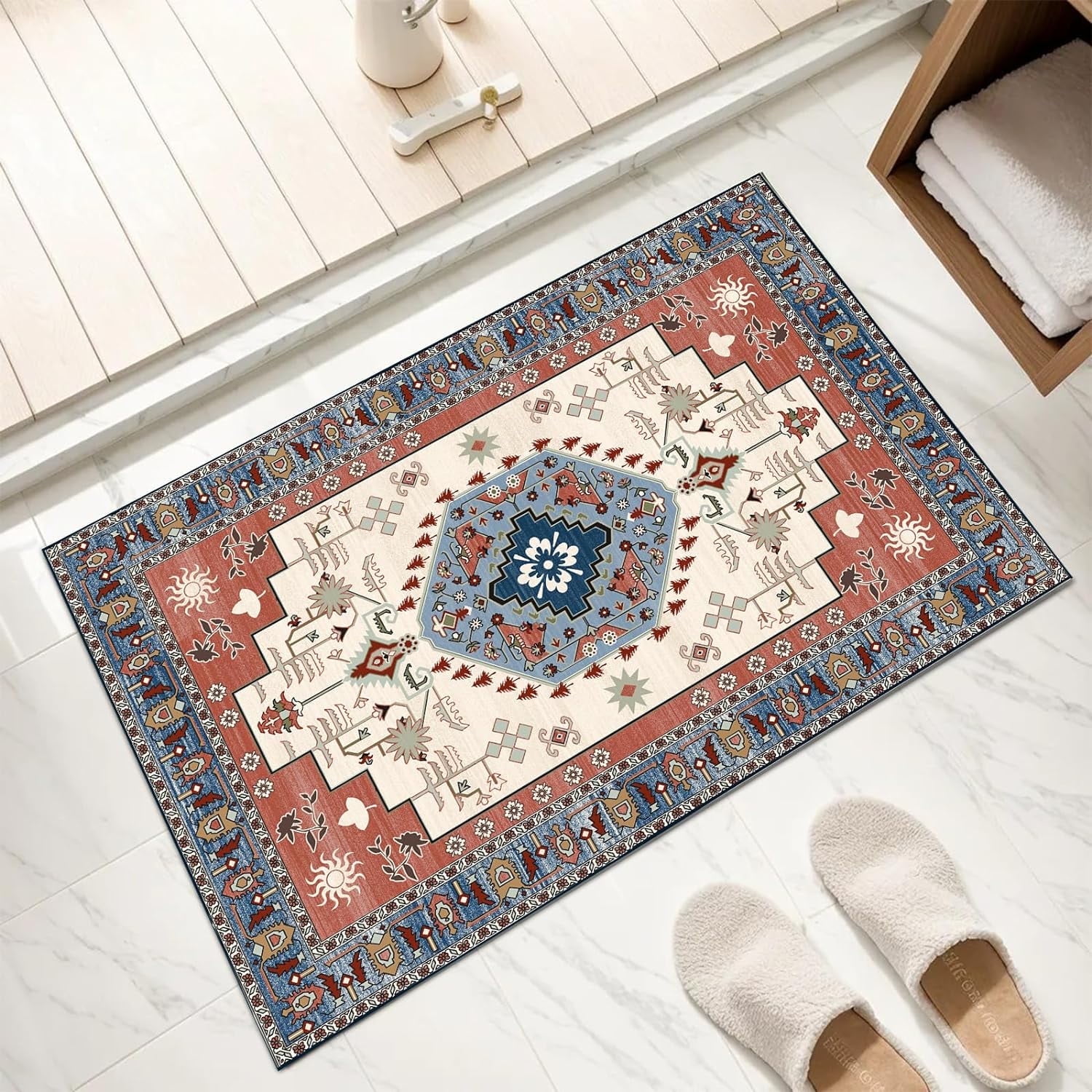 CHOSHOME Area Rug 2'x 3' Vintage Medallion Washable Area Rugs with Non ...