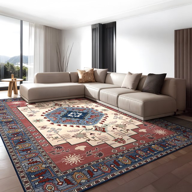 CHOSHOME Area Rug 5'x 7' Vintage Medallion Washable Area Rugs with Non ...