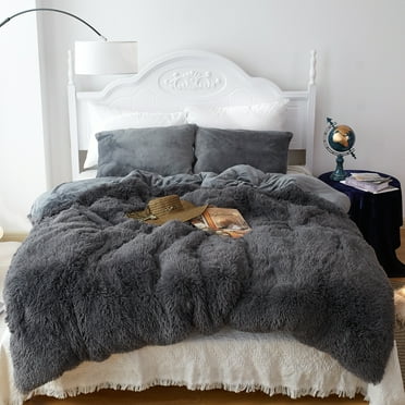Wajade Queen Size Plush Shaggy Furry Comforter Set - 3PC Set includes ...